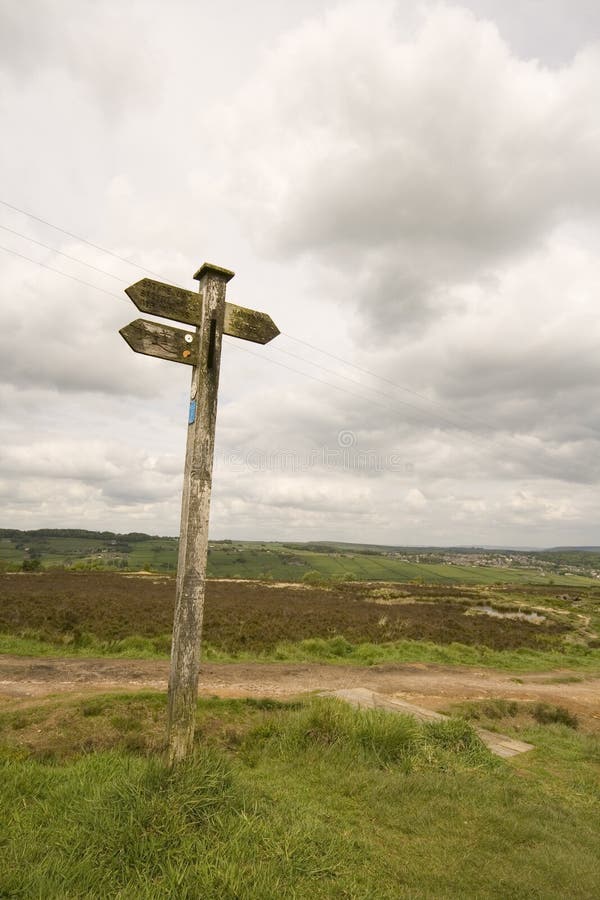 Sign Post On Penistone Hill Near Haworth Stock Image - Image of bronte ...