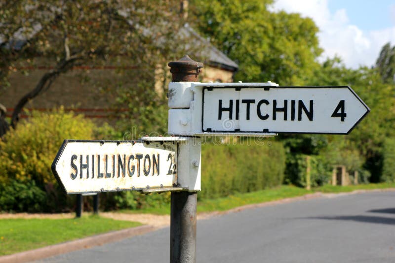 Sign Post To Hitchin and Shillington Stock Photo - Image of lane ...