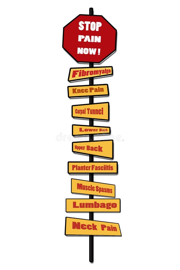 Sign Post with Types of Back Pain Stock Illustration - Illustration of ...