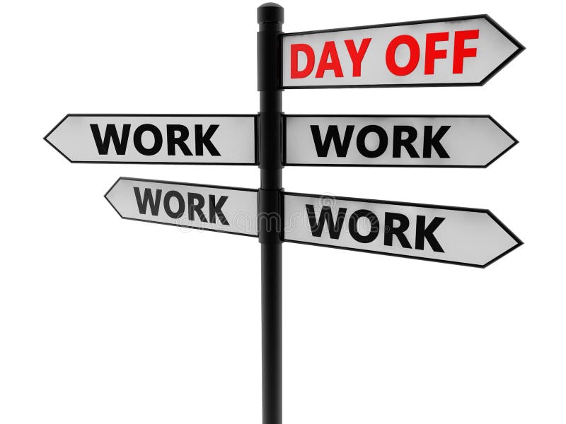 Sign Post with Work and Day Off Concept Stock Illustration ...