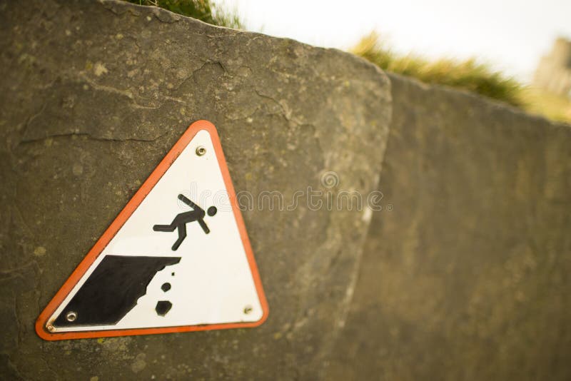 Sign precaution fall stock photo. Image of yellow, beware - 53617034