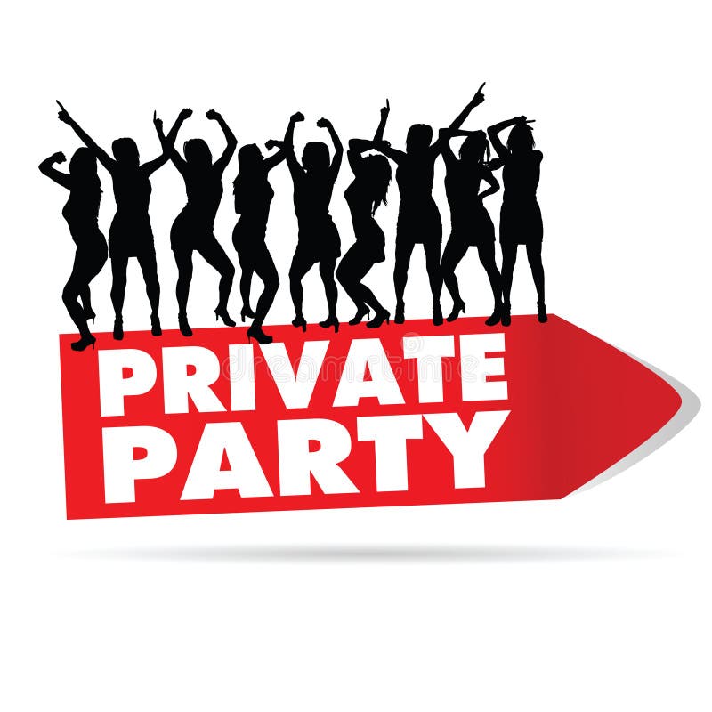 Sign for Private Party with Girl Silhouette Stock Vector - Illustration ...
