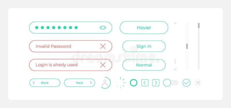 Sign in Process UI Elements Kit Stock Vector - Illustration of registration, menu: 264897339
