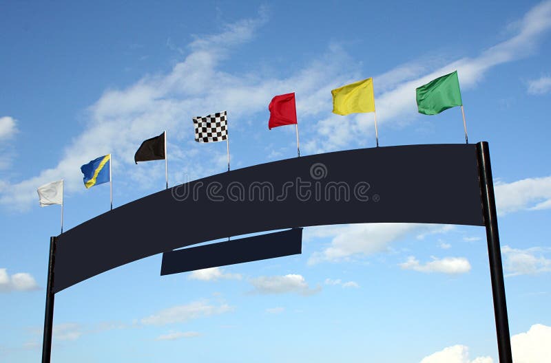 Sign with Racing Flags stock photo. Image of clouds, checkered - 5419060