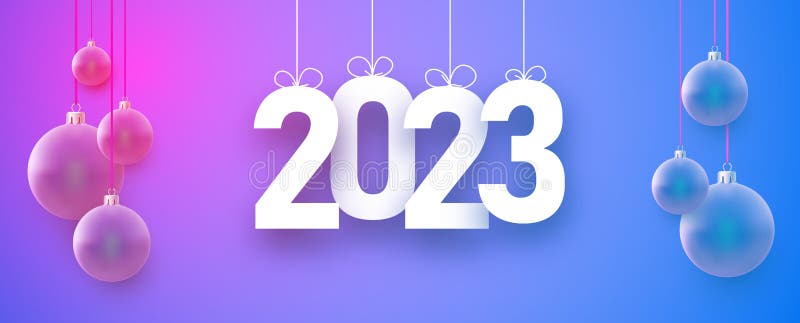2023 Sign and Realistic Purple Gradient Baubles Stock Vector ...