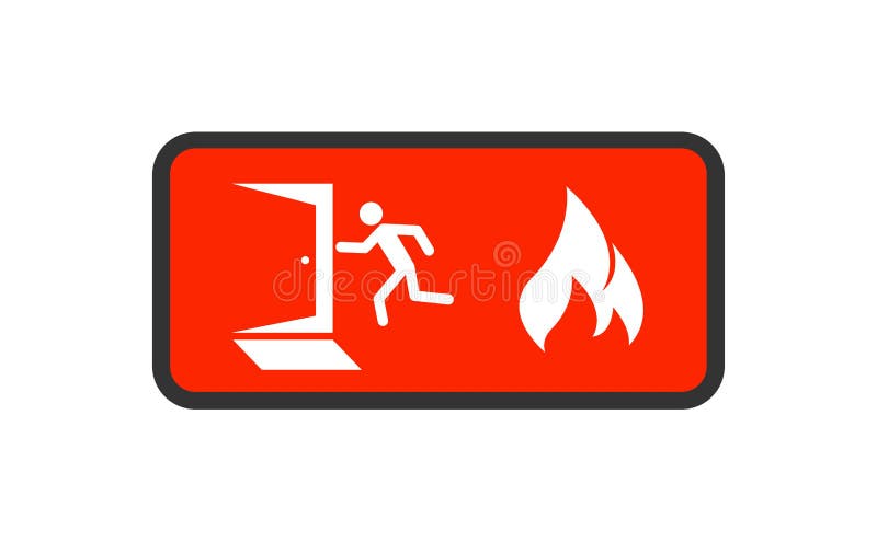 Sign with Red Fire Exit Sign on White Background. Warning Icon ...
