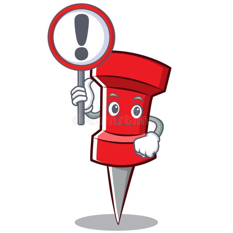 With Sign Red Pin Character Cartoon Stock Vector - Illustration of ...