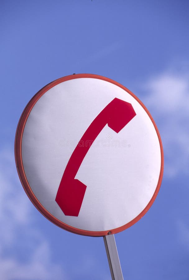 Sign with red telephone stock image. Image of ring, communication - 2222653