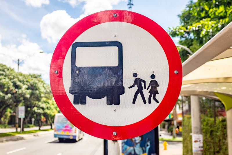 Sign with Reference To Bus Stop Stock Image - Image of detail, safety ...
