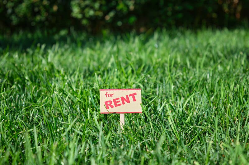 Sign for Renting a Plot of Land. Miniature Composition of a Meadow with ...