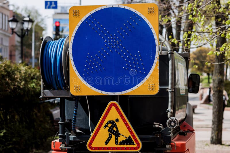 Sign repair work stock photo. Image of utilities, triangle - 274629040