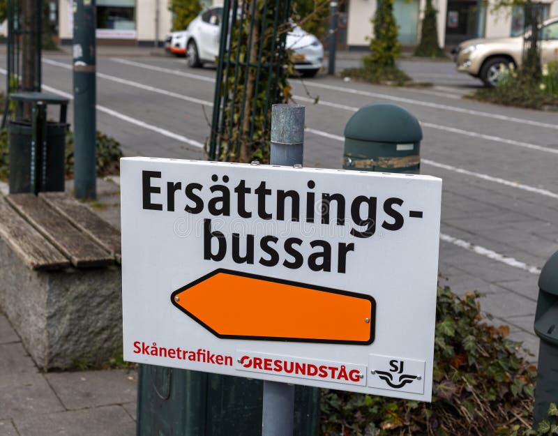 Sign about Replacement Buses Editorial Stock Image - Image of building ...