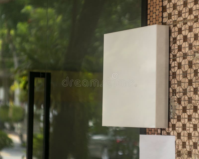 Sign Restaurant Door Handle with Push Sign on Glass Doors. Stock Photo ...