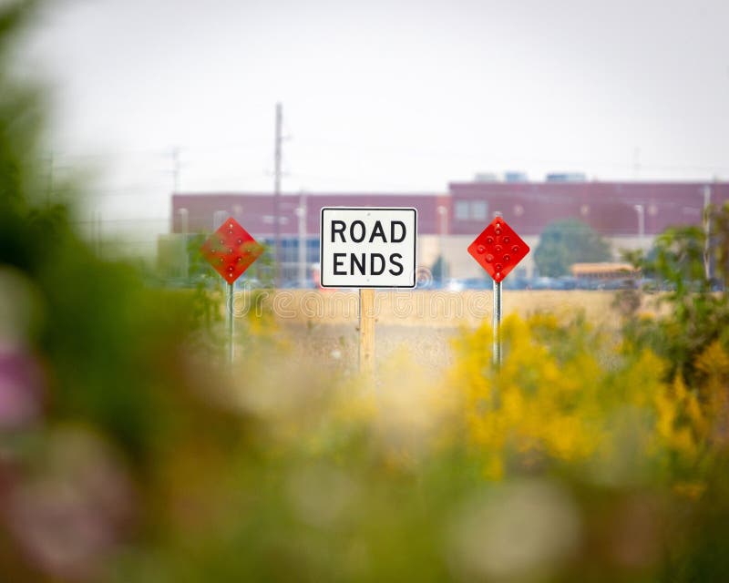 Sign with "Road Ends" Text between Trees Stock Photo - Image of green ...