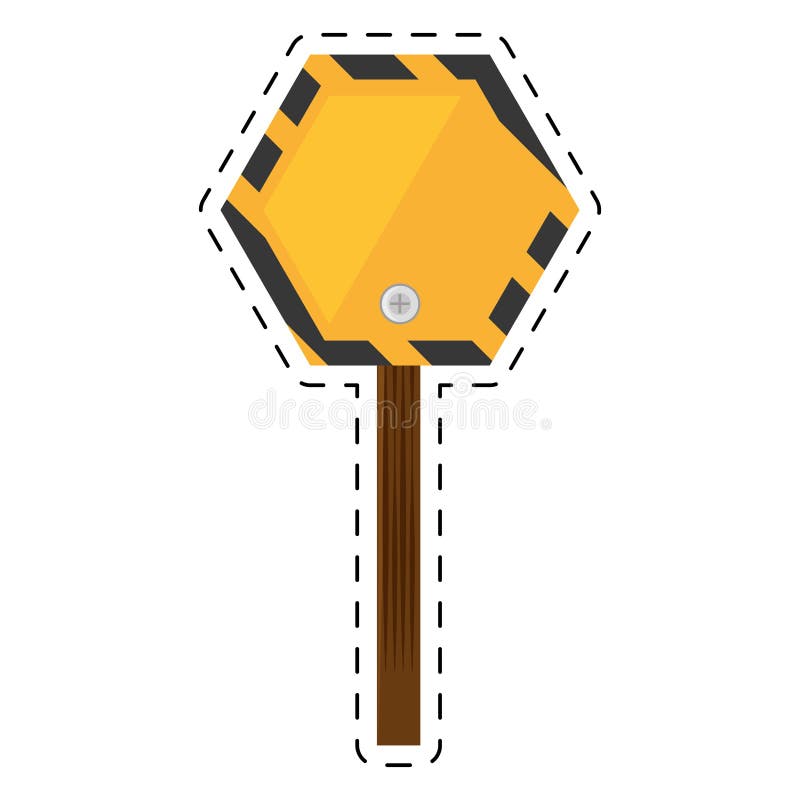 Sign Road Hexagon Caution Yellow Empty Cut Line Stock Illustration ...