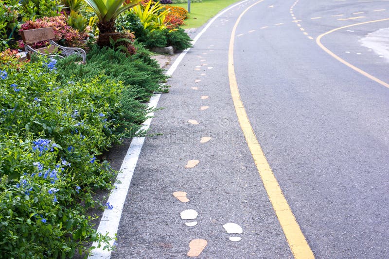 Sign on the Road for Walkway Lane. Pavement Sign Stock Photo - Image of ...