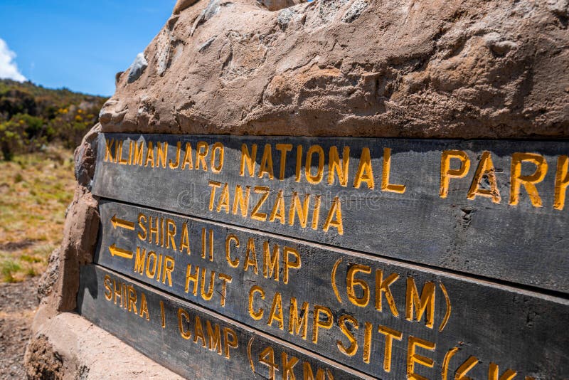 Sign on the Rock at Kilimanjaro National Park Stock Photo - Image of ...