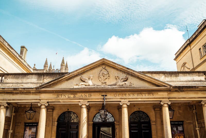 The Sign of the Roman Baths in Bath, England Stock Photo - Image of ...