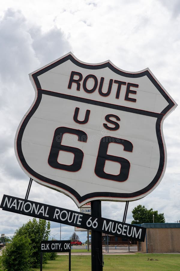 Sign for Route 66 in El Reno, USA. Stock Photo - Image of sign, black ...