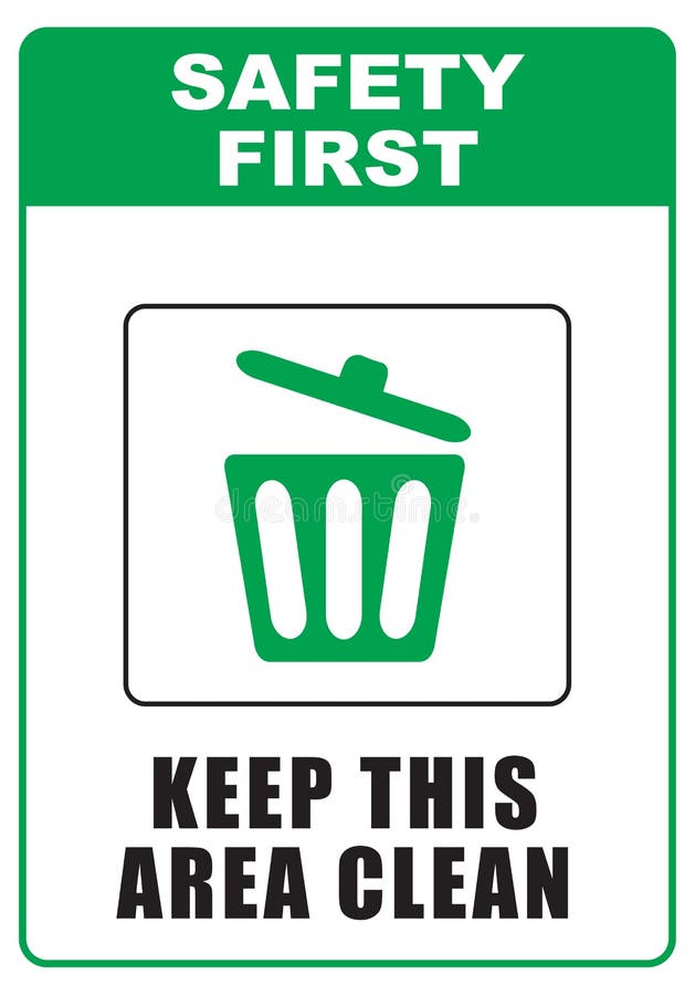 Sign Safety First Keep This Area Clean In Vector Stock Vector ...