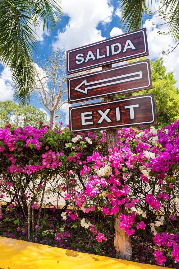 Sign Salida Exit with Arrow Stock Photo - Image of chichen, sign: 190356964