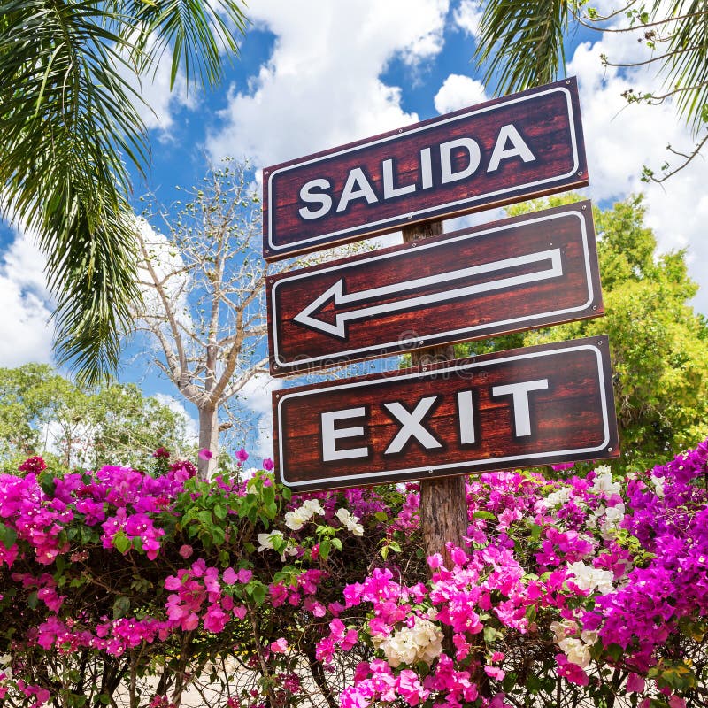 Sign Salida Exit with Arrow Stock Photo - Image of nature, information ...