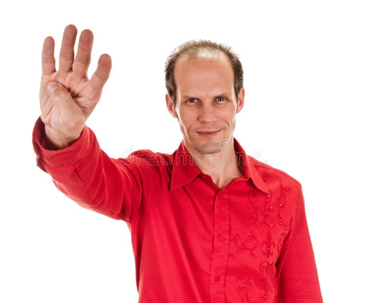 Man makes hand sign salute stock image. Image of high - 36608547