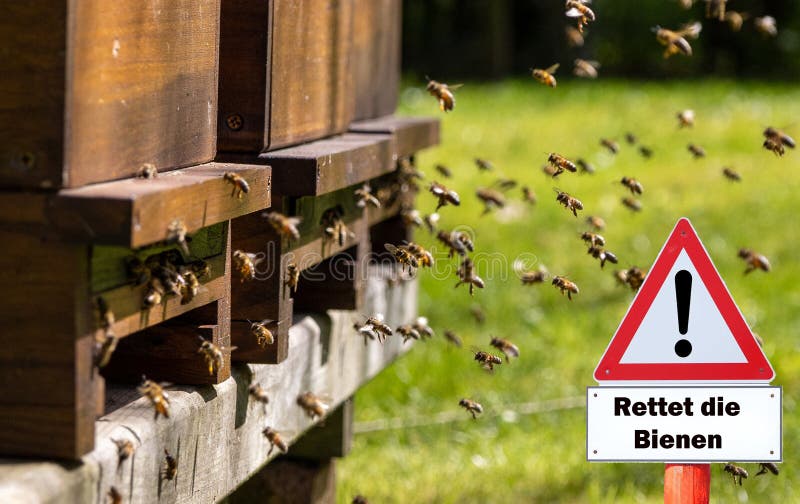 Sign Save the Bees German "Rettet Die Bienen" Stock Photo - Image of ...