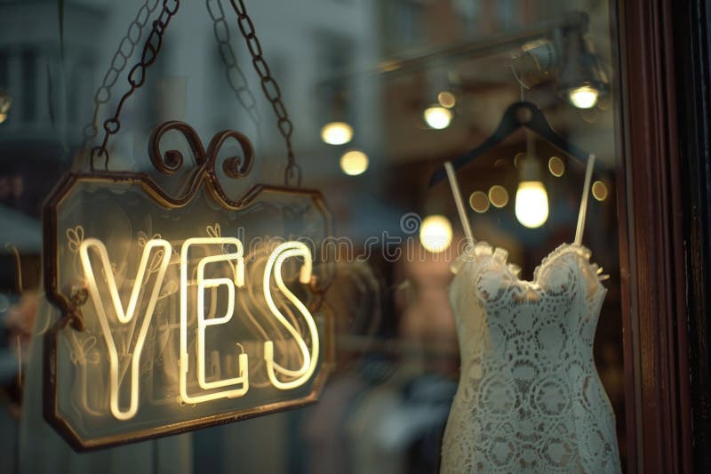A Sign Saying Yes Hangs in a Window Stock Photo - Image of window ...