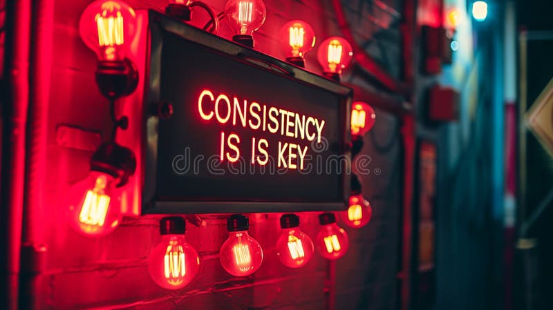 Sign that Says Consistency is Key on a Brick Wall Stock Illustration ...