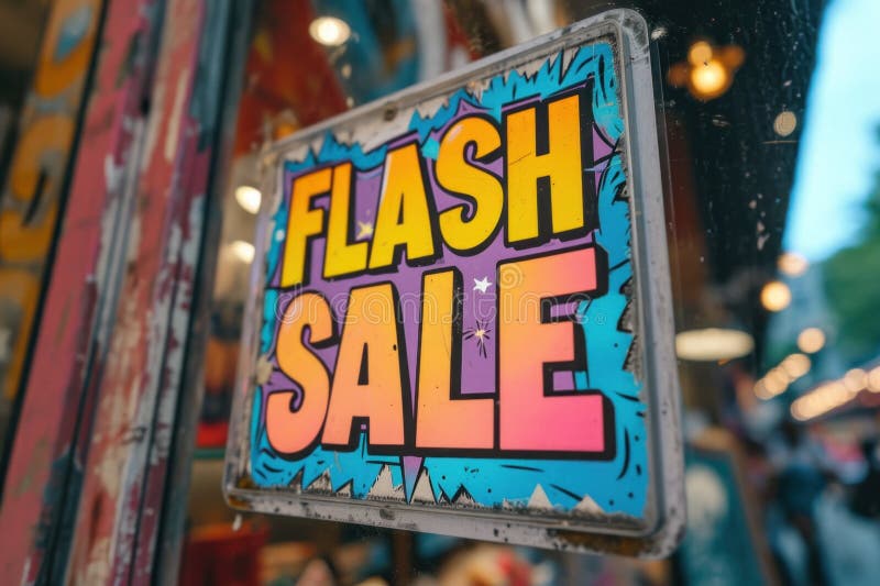 A Sign that Says Flash Sale on a Store Window, AI Stock Image - Image ...