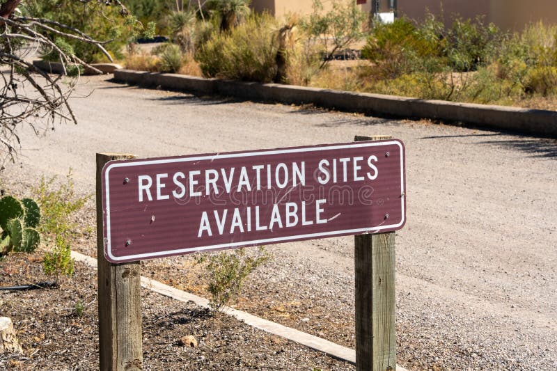 Sign that Says "Reservation Sites Available" is on a Post Stock Photo ...