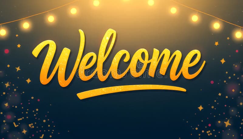 A Sign that Says Welcome in Yellow Letters Stock Photo - Image of sign ...