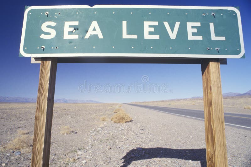 Sign for Sea Level, Death Valley, California Stock Photo - Image of ...