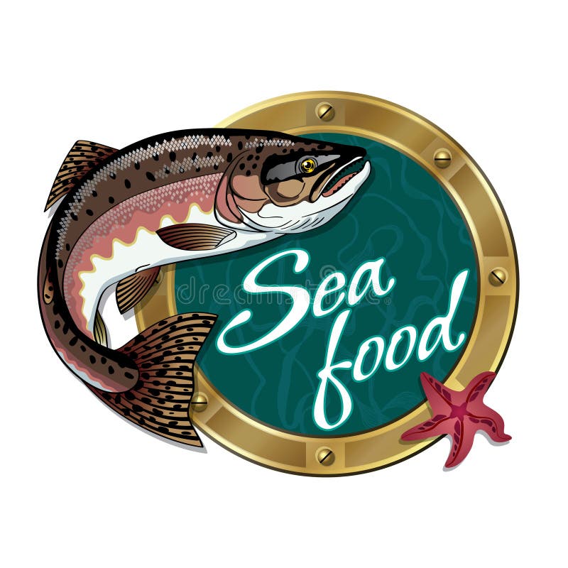 The Sign for the Seafood Restaurant Stock Vector - Illustration of ...