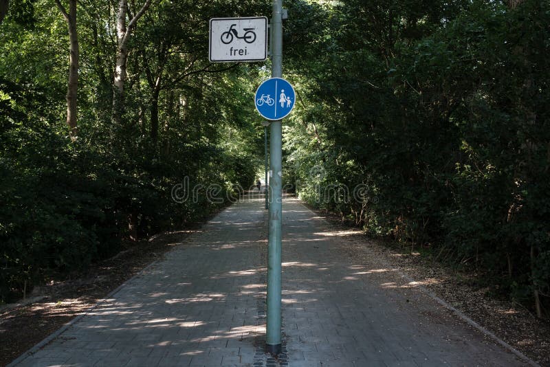 Sign Separating a Bicycle Path from a Pedestrian One, for Safe Movement ...