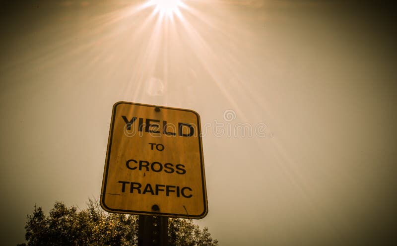 Sign Shield To Cross Traffic Stock Image - Image of california, green ...