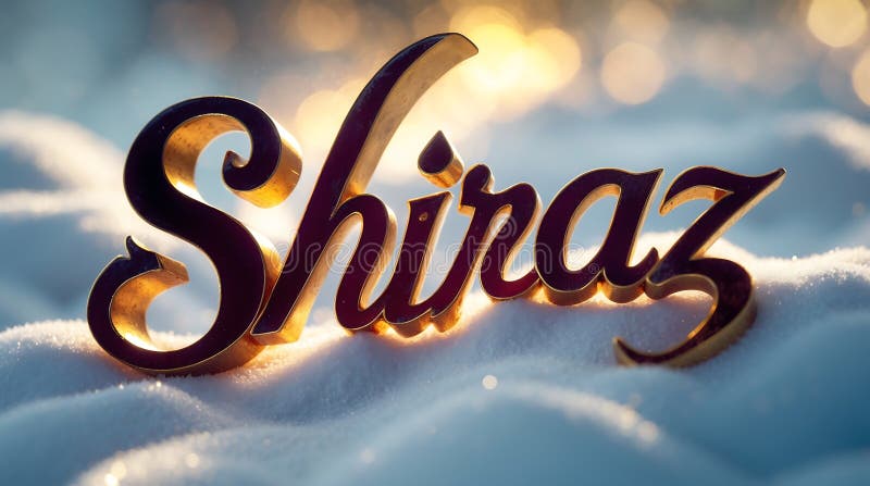 Sign of Shiraz on a Snow-covered Surface Capturing the Sunlight during ...