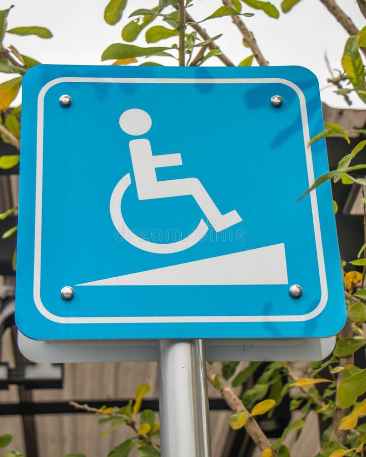A Sign Showing the Disabled Ramp Way in Public Park Stock Photo - Image ...
