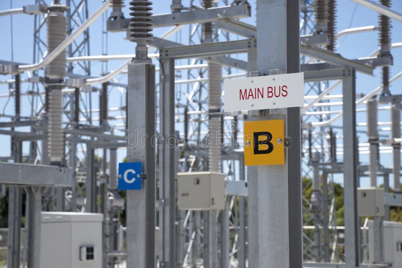 Sign Showing Main Bus of a Three-phase Electrical System in the Power ...