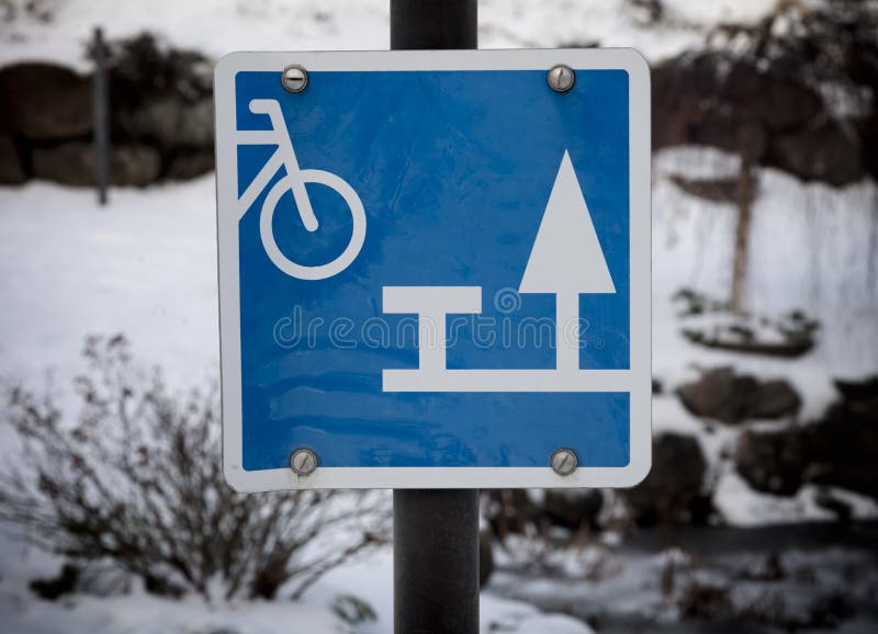 Sign Showing Resting Place for Cyclists Stock Photo - Image of ...