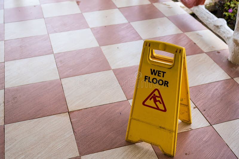 Sign Showing Warning of Caution Wet Floor Stock Photo - Image of ...