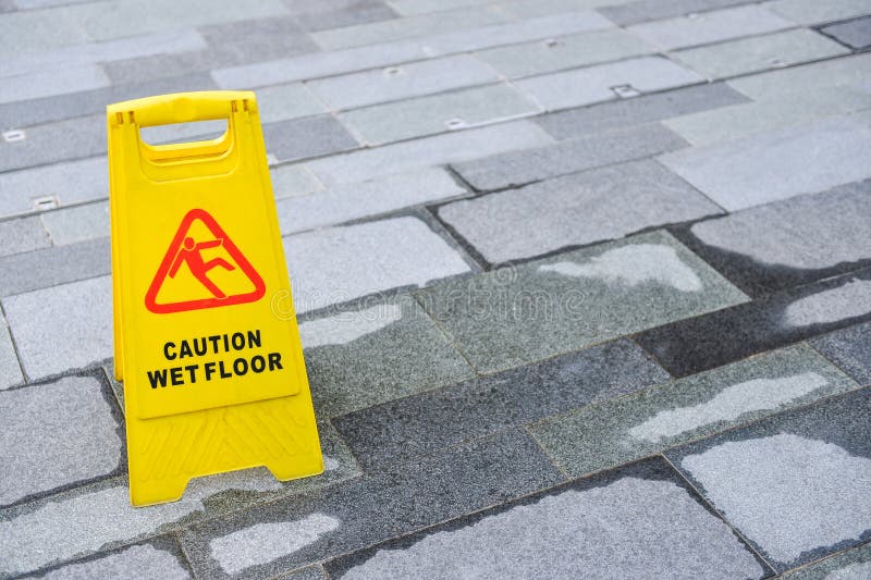 Sign Showing Warning of Caution Wet Floor Stock Image - Image of sign ...