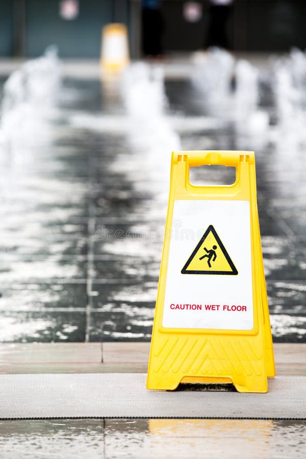 Sign Showing Warning of Caution Wet Floor Stock Photo - Image of stairs ...
