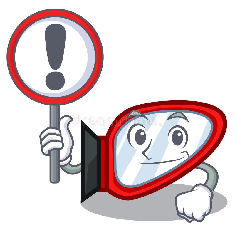 With Sign Side Mirror Isolated with the Character Stock Vector ...