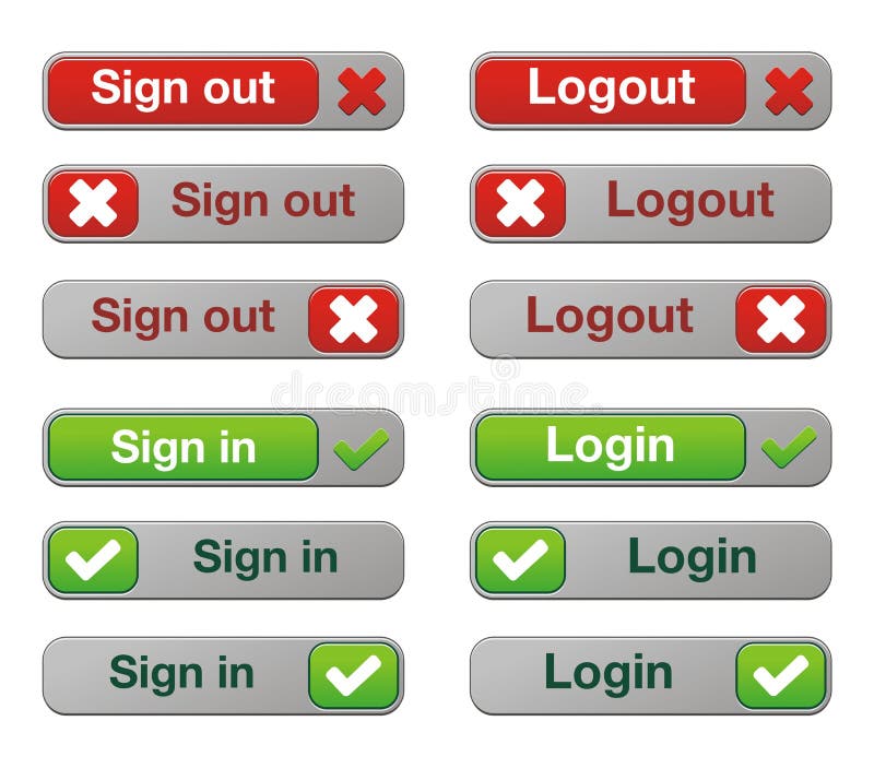 Set of Login Logout Buttons - Red, Blue Stock Vector - Illustration of ...