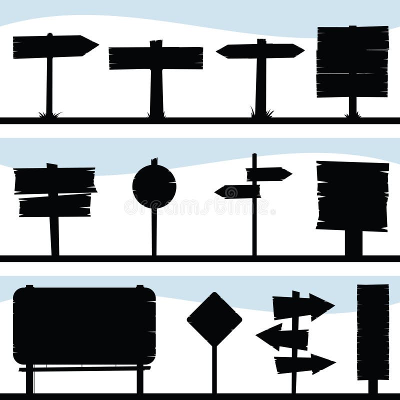 Sign Silhouette Set stock illustration. Illustration of cartoon - 41885605