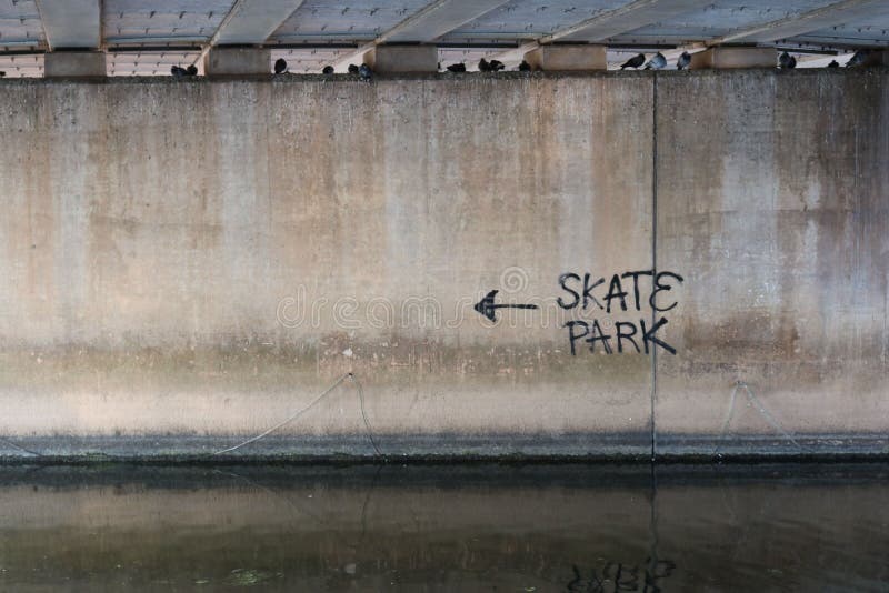 Sign of "skate Park" on a Wall Stock Image - Image of sign ...