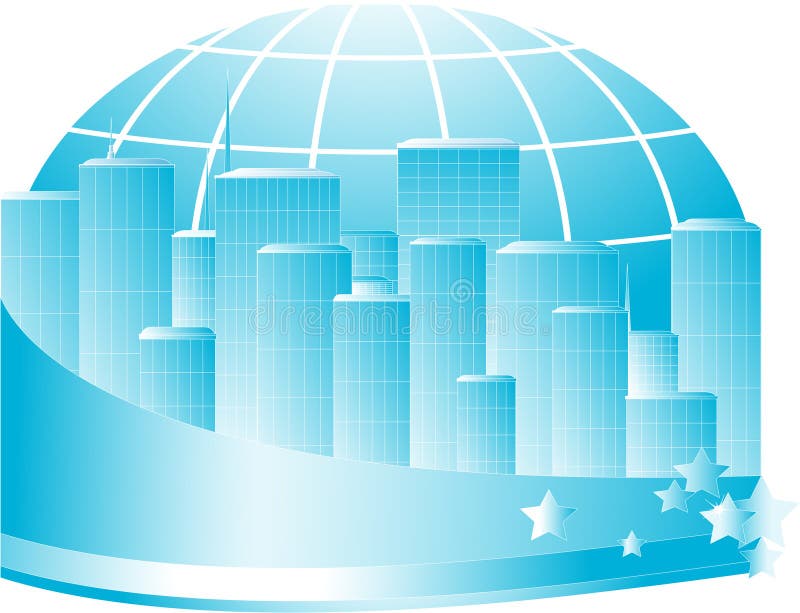 Sign with Skyscraper and Earth Stock Vector - Illustration of shipping ...