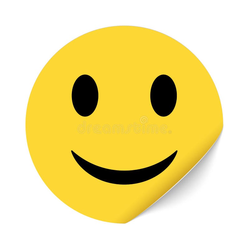 A Sign of a Smiling Face. Round Sticker or Label with a Curved Corner ...